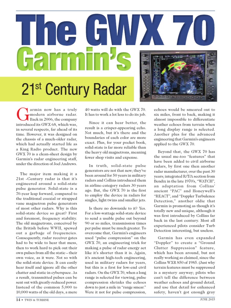 Garmin GWX 70 Weather Radar | PDF | Radar | Thunderstorm