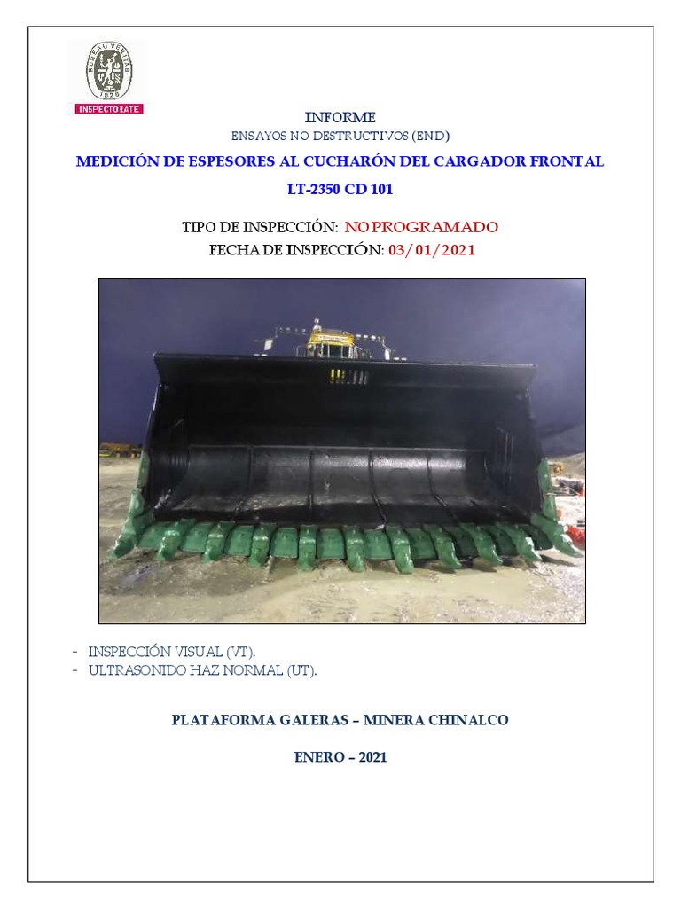 CD 101 - Espesores Del Cucharón - 03.01.2021 | PDF | Pruebas no destructivas | Ingeniería mecánica