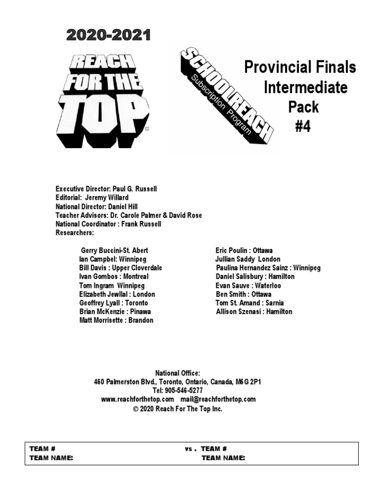 Provincial Finals Intermediate: Pack #4 | PDF | Walt Disney