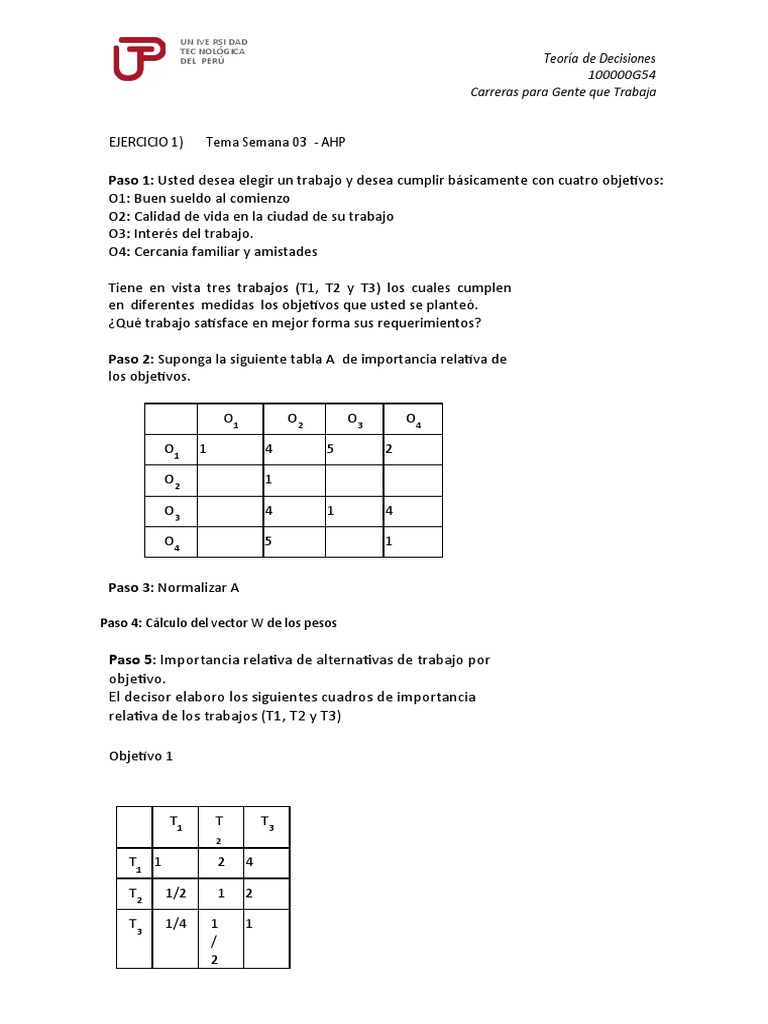 S03.s1-EJERCICIO Proc. Analisis Jerarq. - AHP | PDF