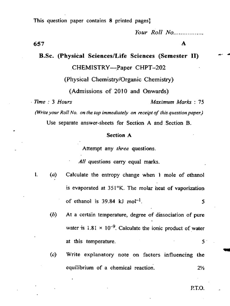 B.sc. Physical Science - Life Science - Sem. Ii Chemistry - Paper CHPT ... B.sc. Physical Science - Life Science - Sem. Ii Chemistry - Paper CHPT ...