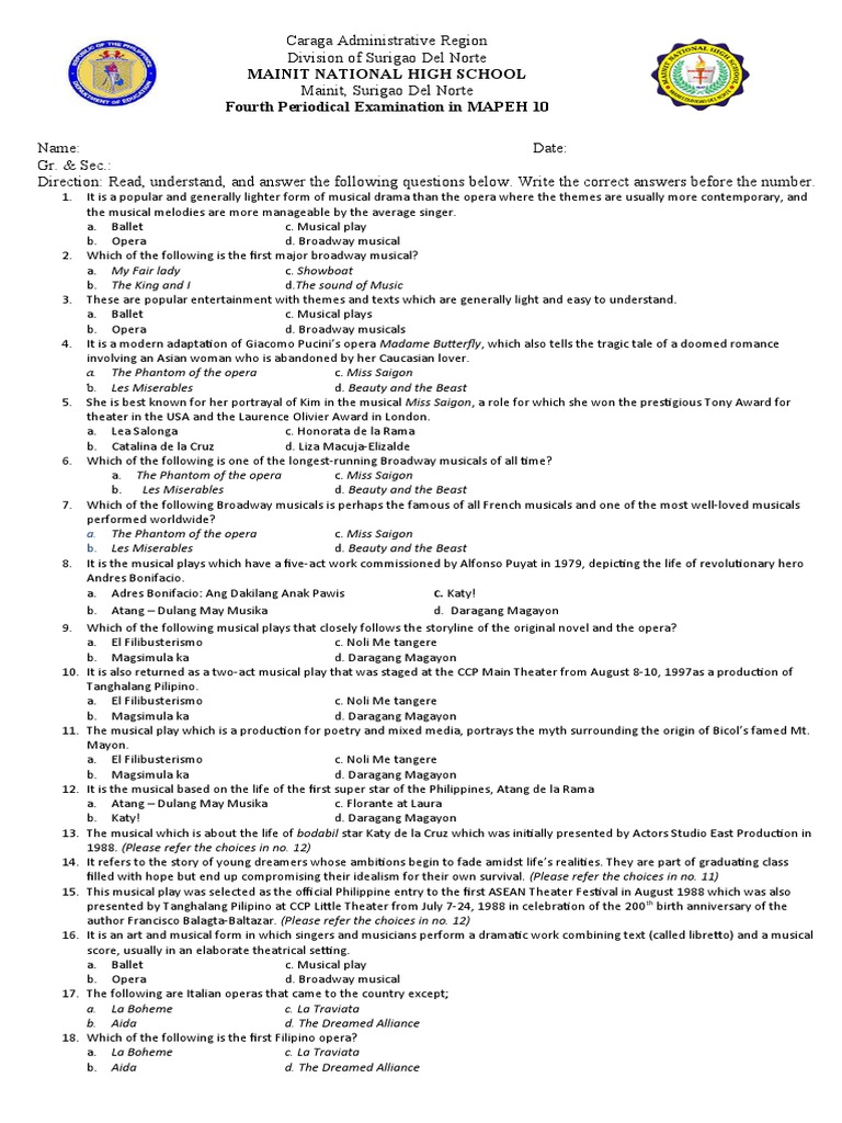 Music Arts Q4 Questionnaire | PDF