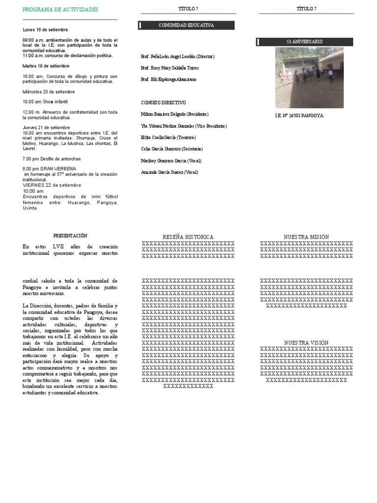 PROGRAMA DE ACTIVIDADES | PDF