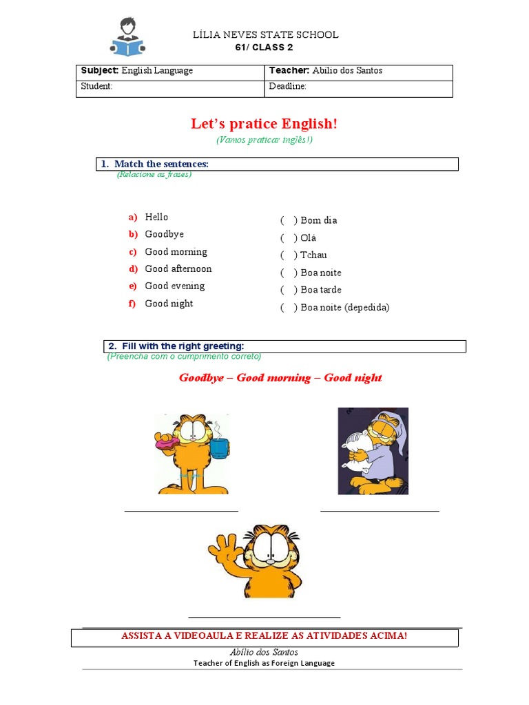02 Basic English - Greetings Exercises | PDF
