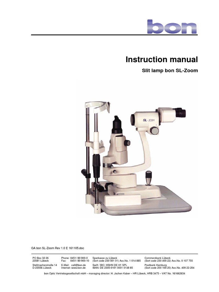 Bon SL Zoom Slit Lamp User and Service Manual | PDF | Mains Electricity ...