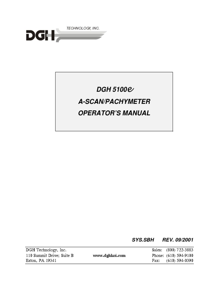 DGH 5100e A Scan User Manual | PDF