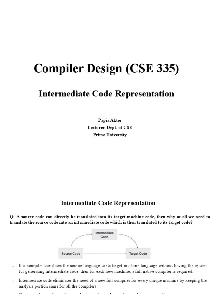 Lecture5-Intermediate Code Representation | PDF | Compiler | Source Code