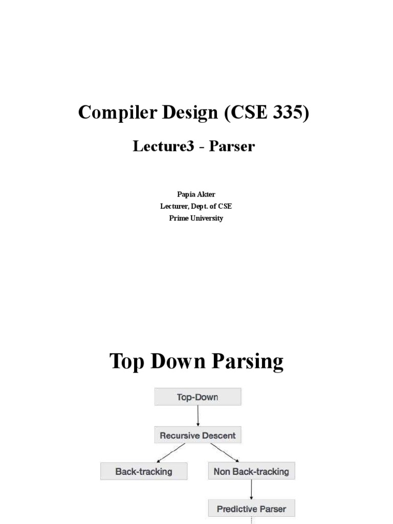 Lecture3 Parser Full | PDF | Parsing | String (Computer Science)