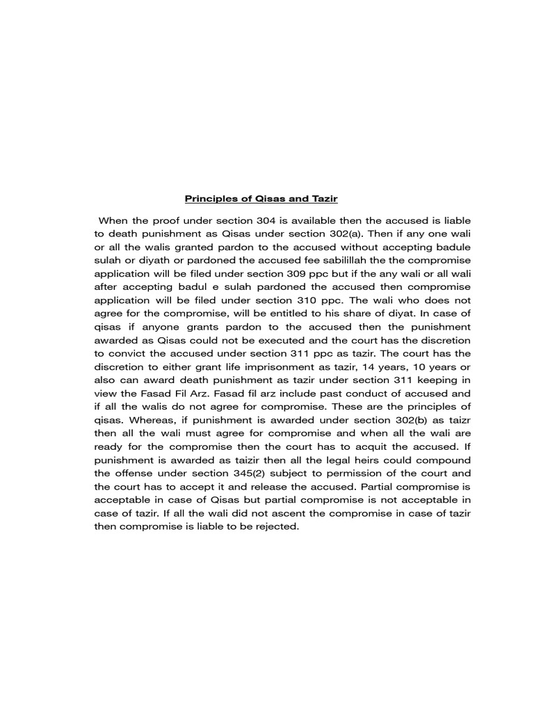 Qisas and Tazir: Legal Principles Explained | PDF