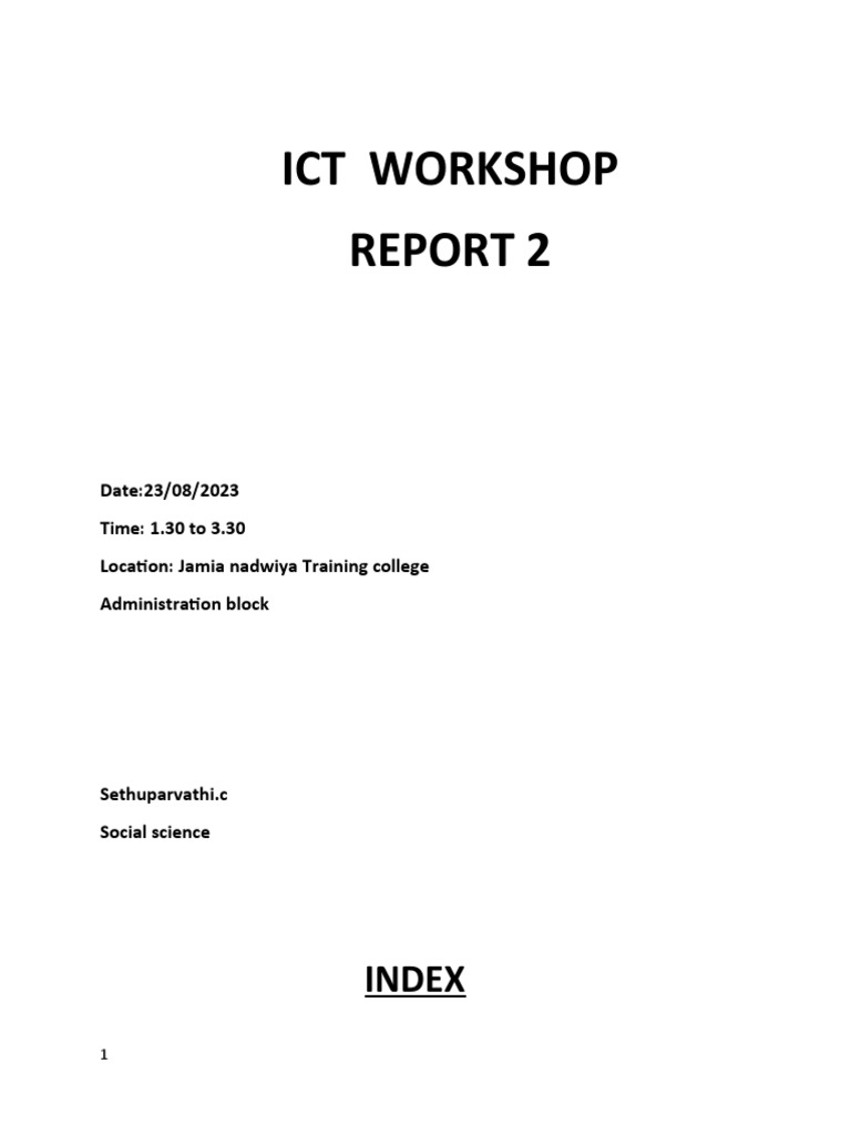 Ict Workshop Report 2 | PDF | Educational Technology | Information And ...