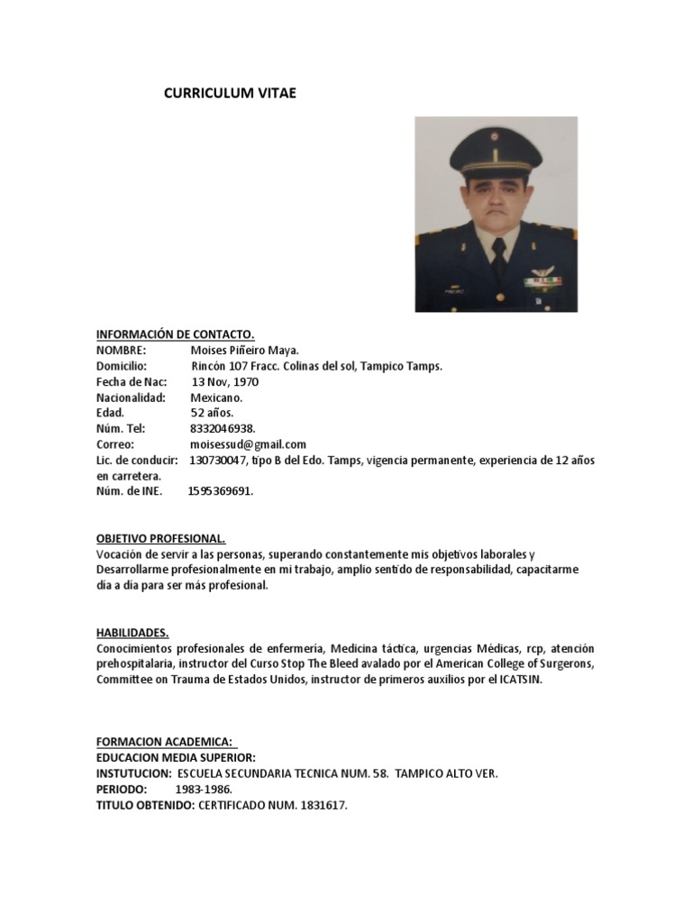 Currículum Vitae de Moises Piñeiro Maya | PDF | Servicios públicos ...