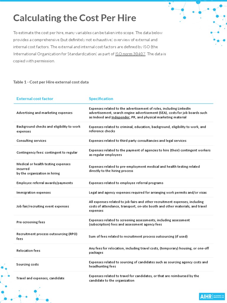 Calculating The Cost Per Hire | PDF | Recruitment | Cost