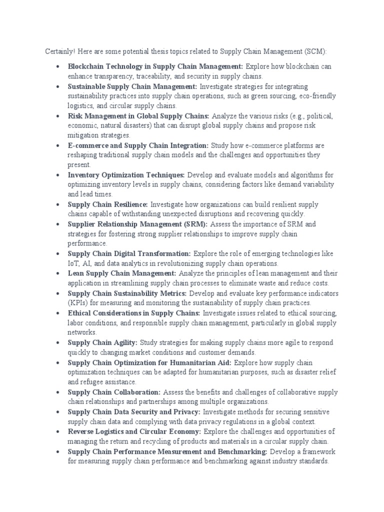 SCDL Project List | PDF | Supply Chain | Supply Chain Management