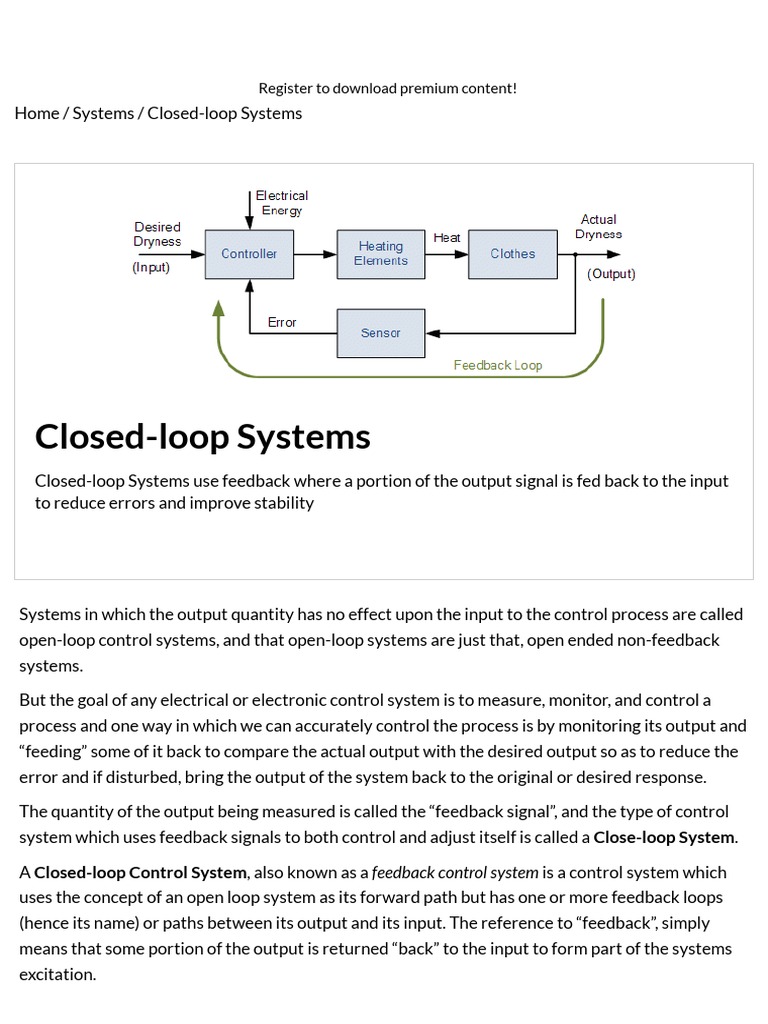 Closed-Loop System and Closed-Loop Control Systems | PDF