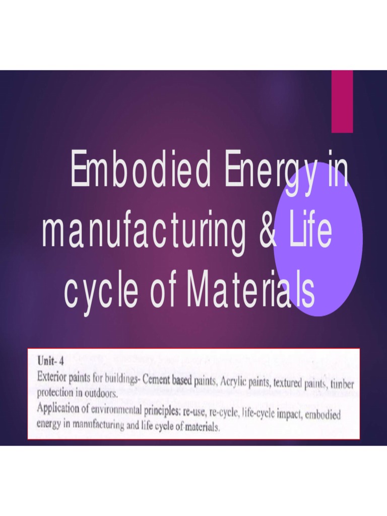 Embodied Energy in Materials | PDF | Concrete | Building Insulation