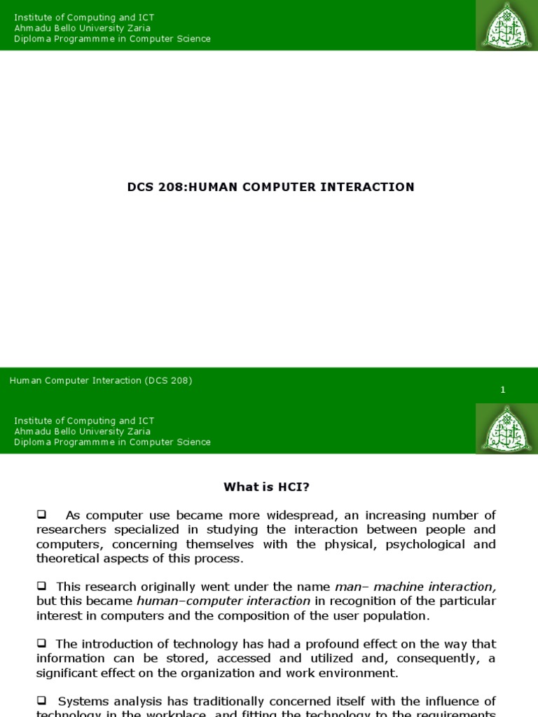 DCS 218 Lecture Slides | PDF | Memory | Human–Computer Interaction DCS 218 Lecture Slides | PDF | Memory | Human–Computer Interaction
