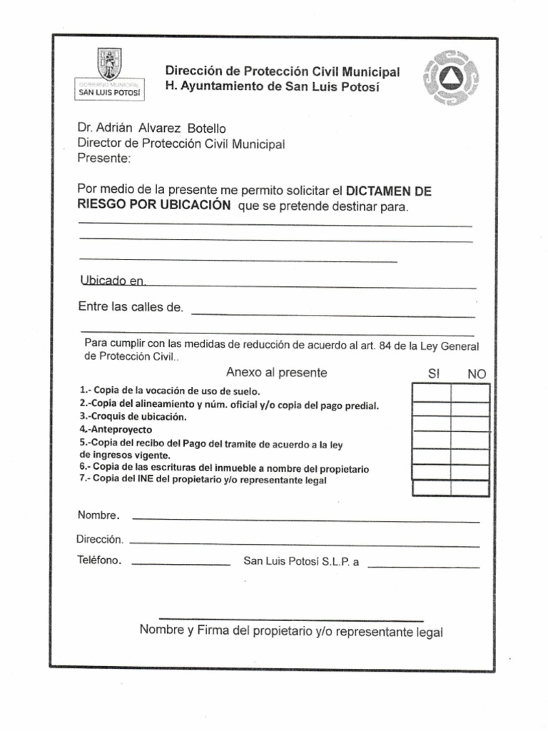 Formato de Dictamen de Riesgo Por Ubicacion | PDF