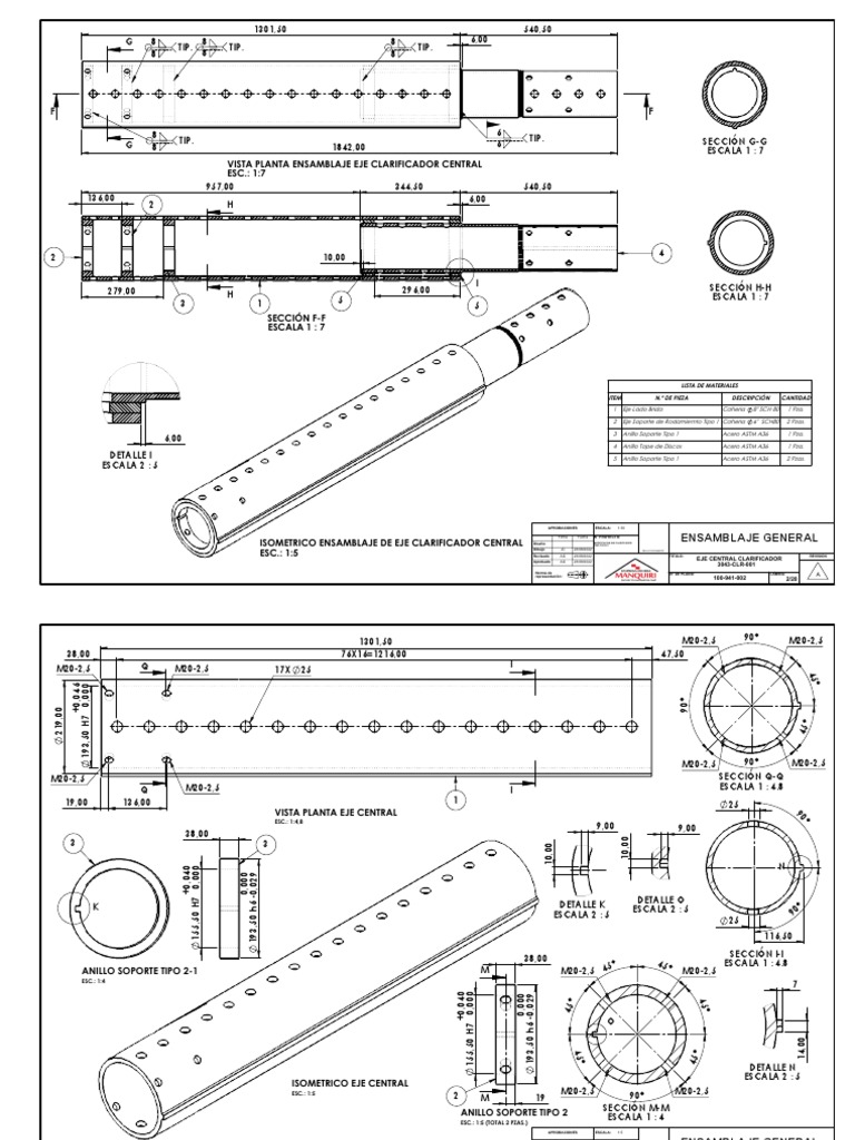 Plano de Eje de Clarificador Final 1 | PDF
