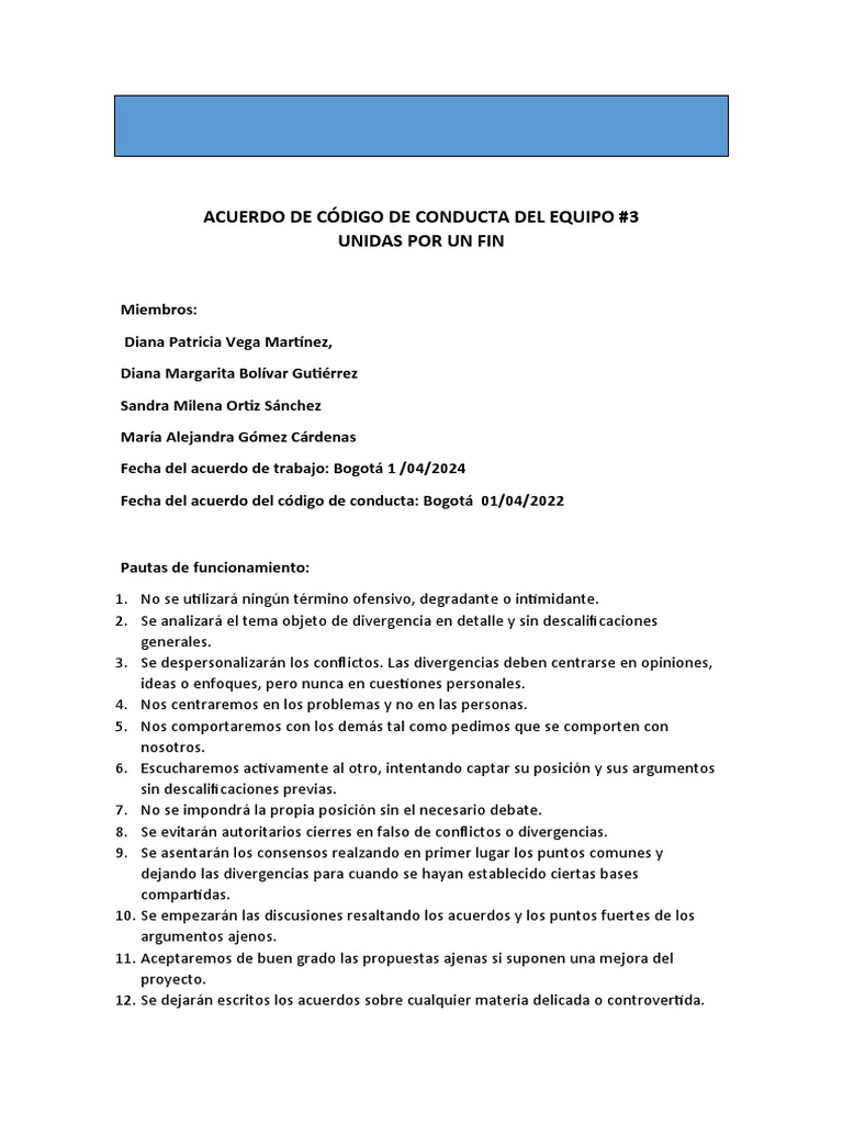 Plantilla Código de Conducta Tal | PDF