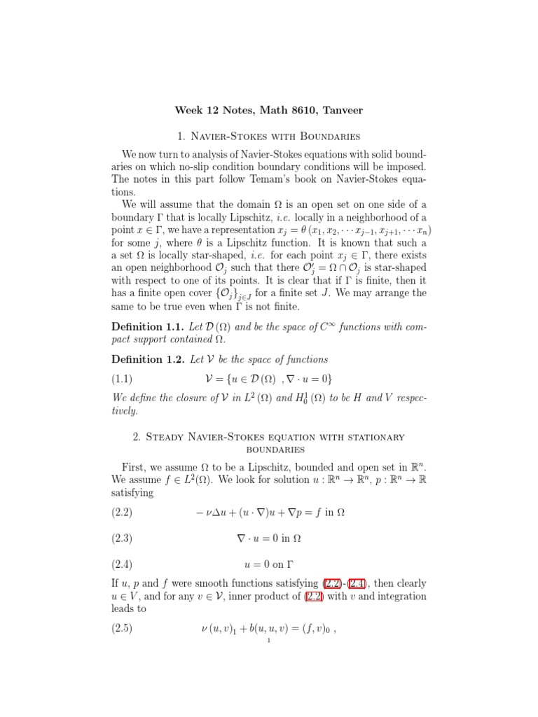 Lec 12 Week | PDF | Navier–Stokes Equations | Calculus