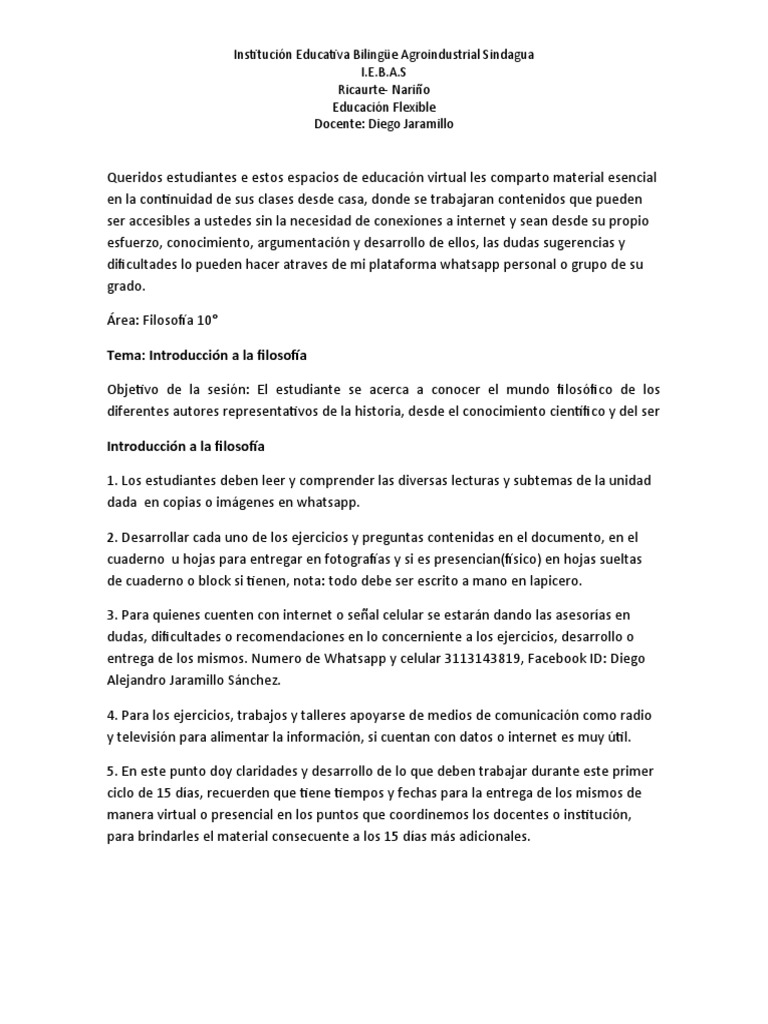 Taller Flexible 2 Introduccion A La Filosofia | PDF