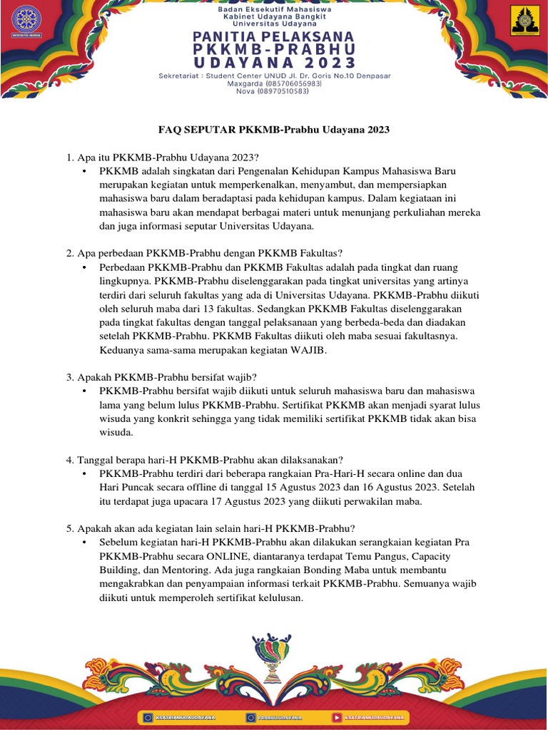 FAQ PKKMB-Prabhu Udayana 2023 | PDF