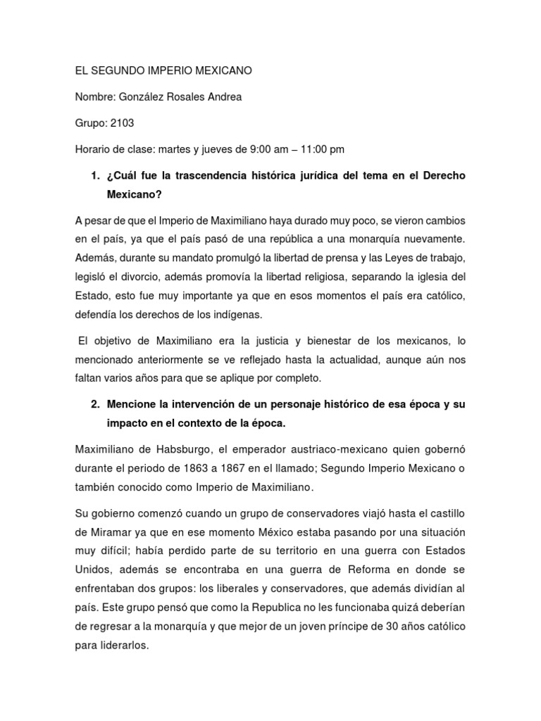El Segundo Imperio Mexicano | PDF | México