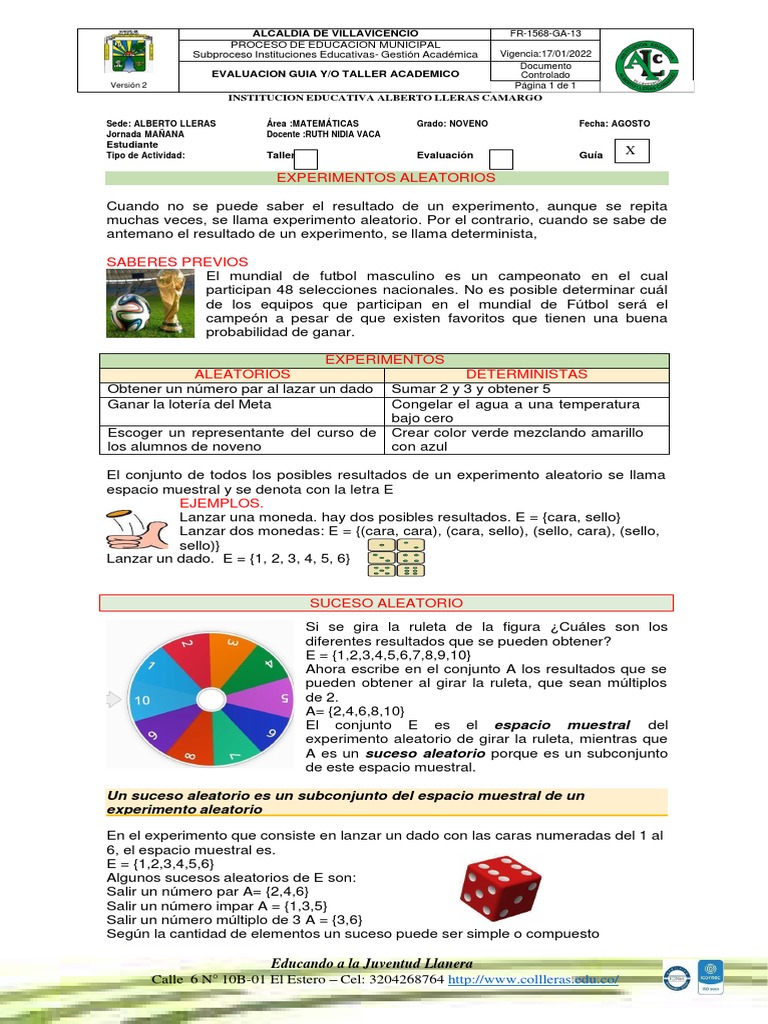 Guia Sucesos Aleatorios y Técnicas de Conteo | PDF | Probabilidad