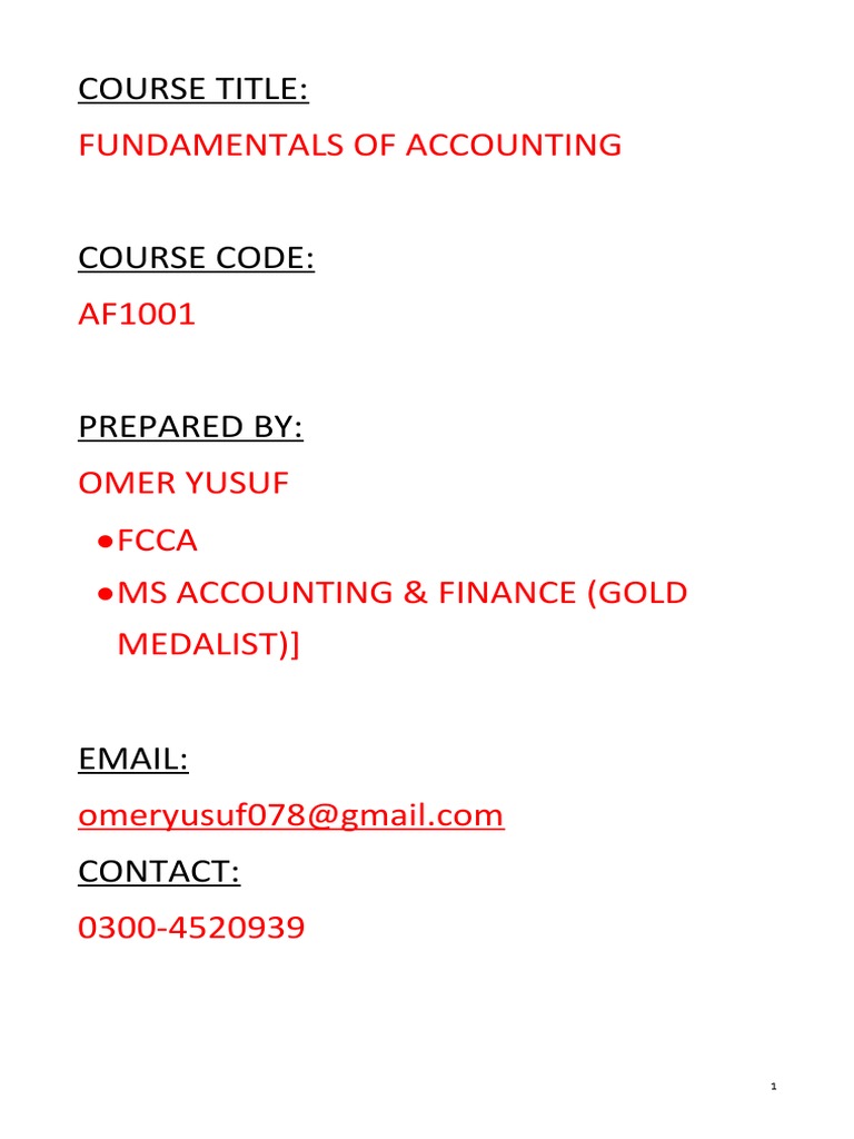 Course Pack (FOA) | PDF | Debits And Credits | Balance Sheet