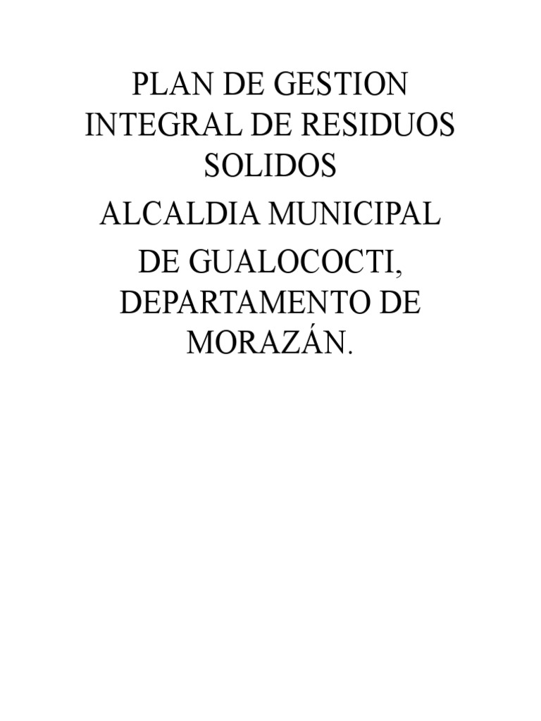 Plan de Gestion Integral de Residuos Solidos | PDF