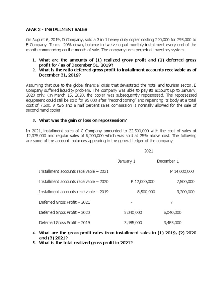 Afar 2 - Installment Sales | PDF