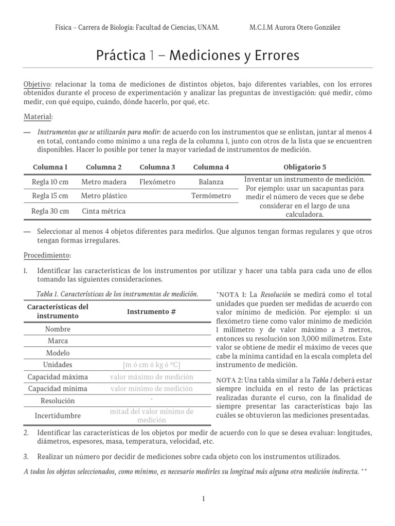 P.1. Práctica - Mediciones y Errores | PDF