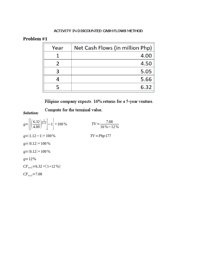 Activity in Discounted Cash Flows Method | PDF