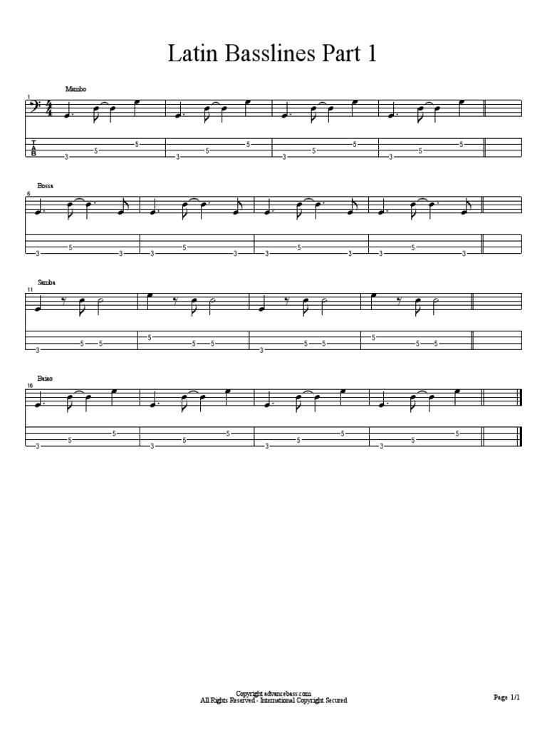 Latin Bass Lines 1 | PDF