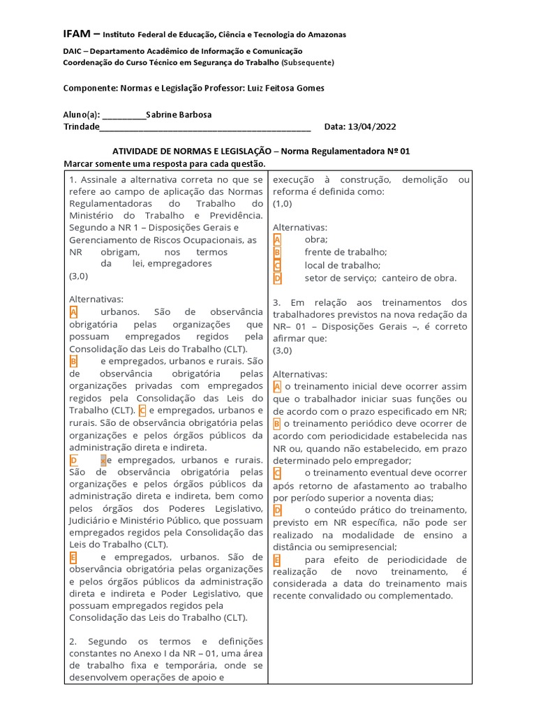 NR 1: Medidas de Prevenção e Riscos | PDF | Finanças e Administração de ...