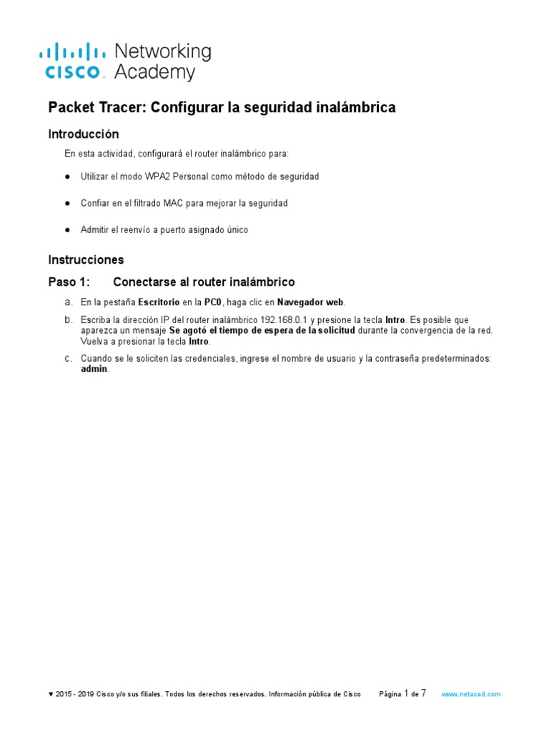 13 4 Packet Tracer Configure Wireless Security Pdf