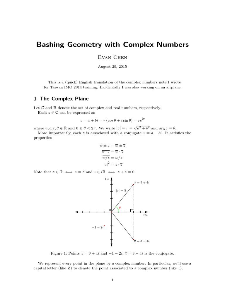 Bashing Geometry with Complex Numbers (2015) - Evan Chen | PDF ...