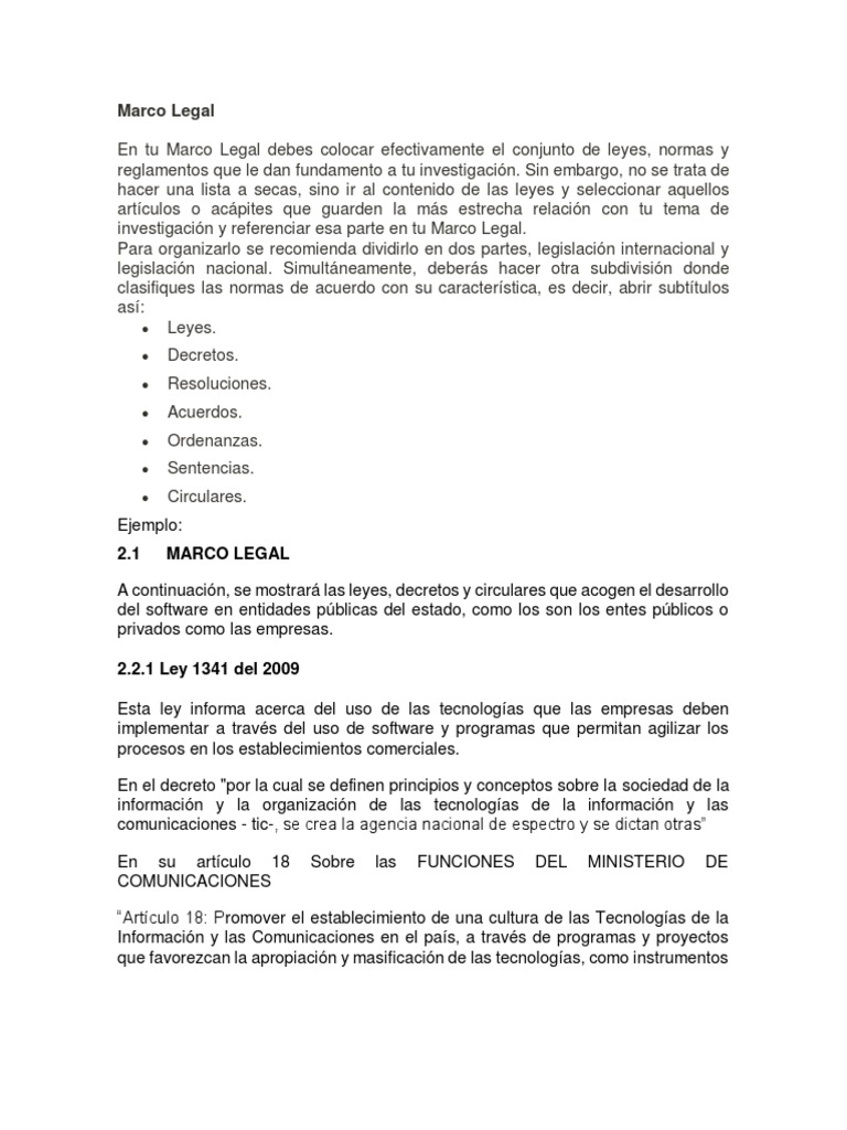 Ejemplo de Marco Legal | PDF | Tecnología de información y comunicaciones