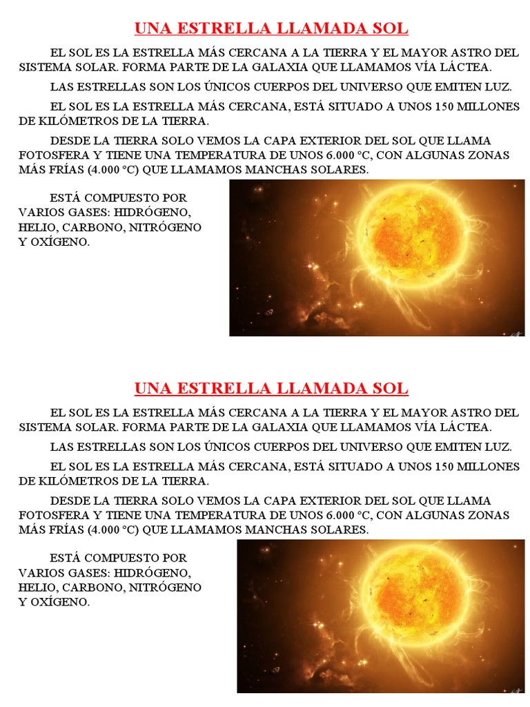 El Sol: Estrella Central del Sistema Solar | PDF