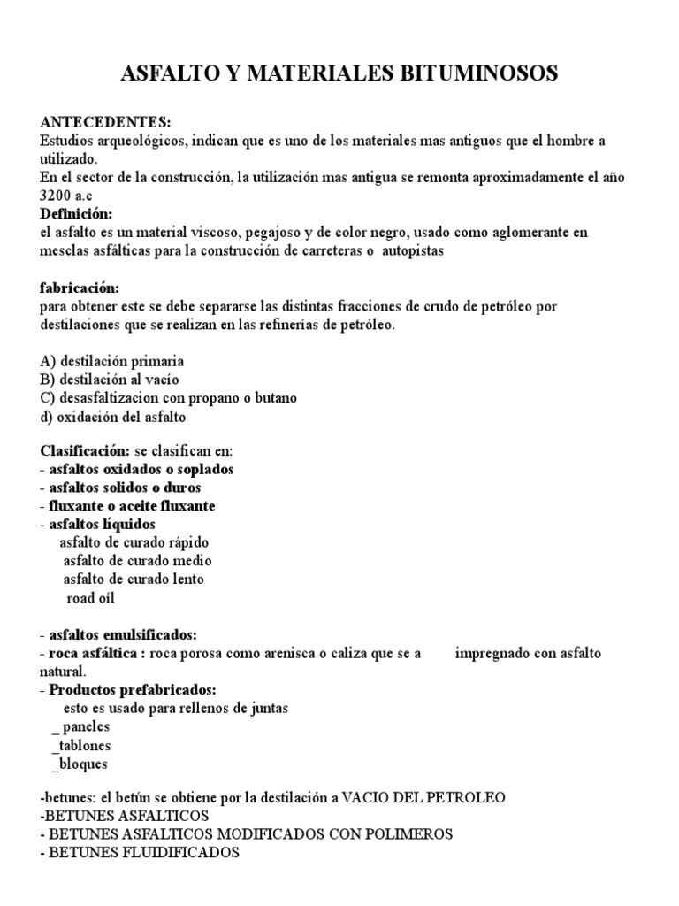 ASFALTO Y MATERIALES BITUMINOSOS | PDF | Petróleo | Materiales