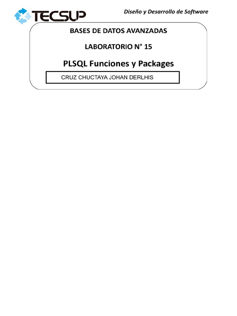 Lab15-BDAV - PLSQL Funciones-1 | PDF | Bases de datos | SQL