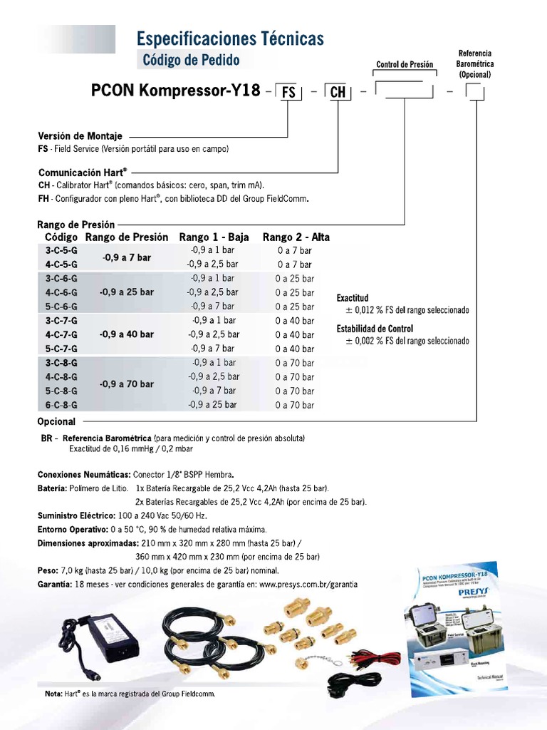 Especificaciones Tcnicas Pcon Kompressor y18 | PDF