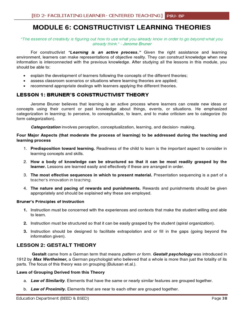 Ed 2 Module 6 | PDF | Learning | Constructivism (Philosophy Of Education)