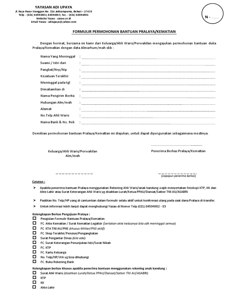 Formulir Pengajuan Pralaya | PDF