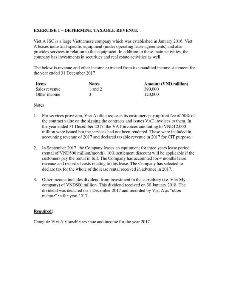 CIT Exercises - June 2020 - ACE | PDF | Expense | Taxes