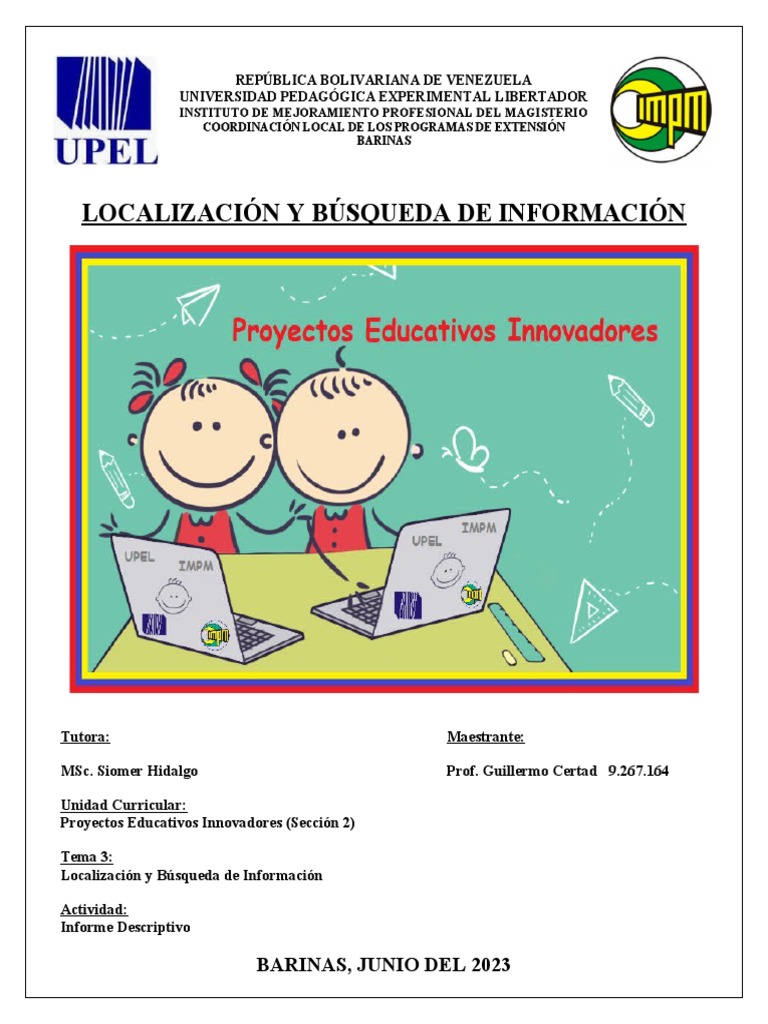 Certad Guillermo Informe Descriptivo Proyectoseducativos | PDF