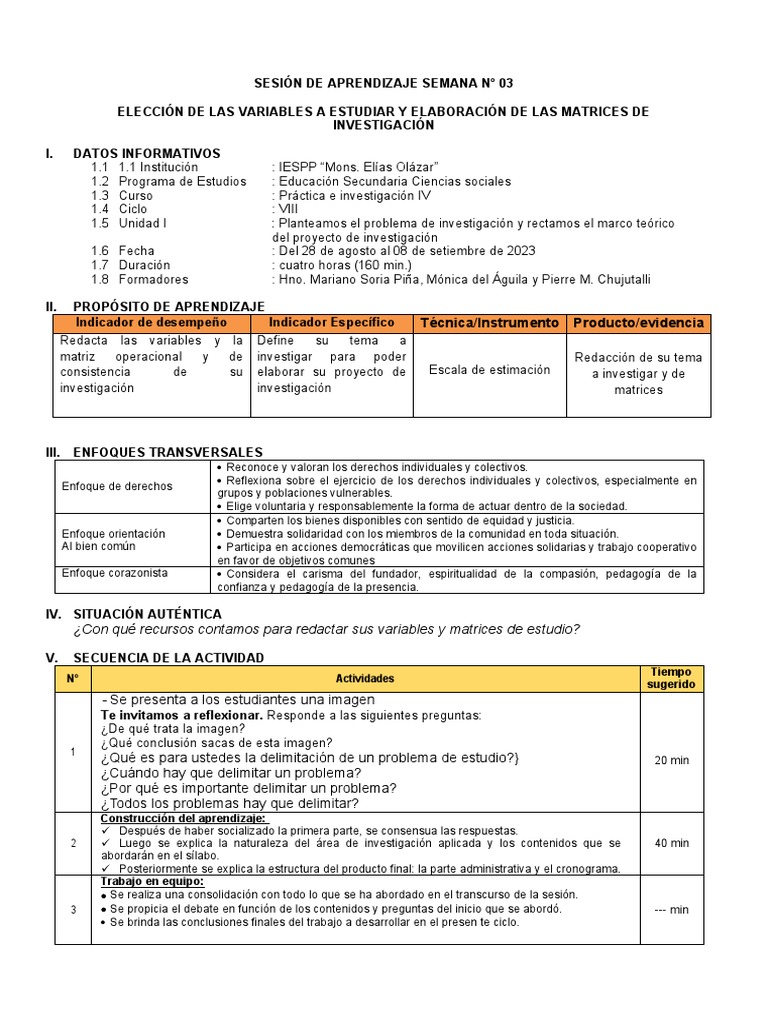 Ses - Semana 03. Identif - Tema. Matrices | Descargar gratis PDF | Hora ...