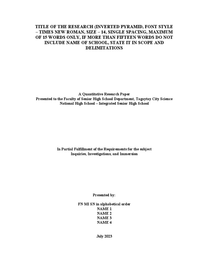 Research Format 2 | PDF | Sampling (Statistics) | Methodology