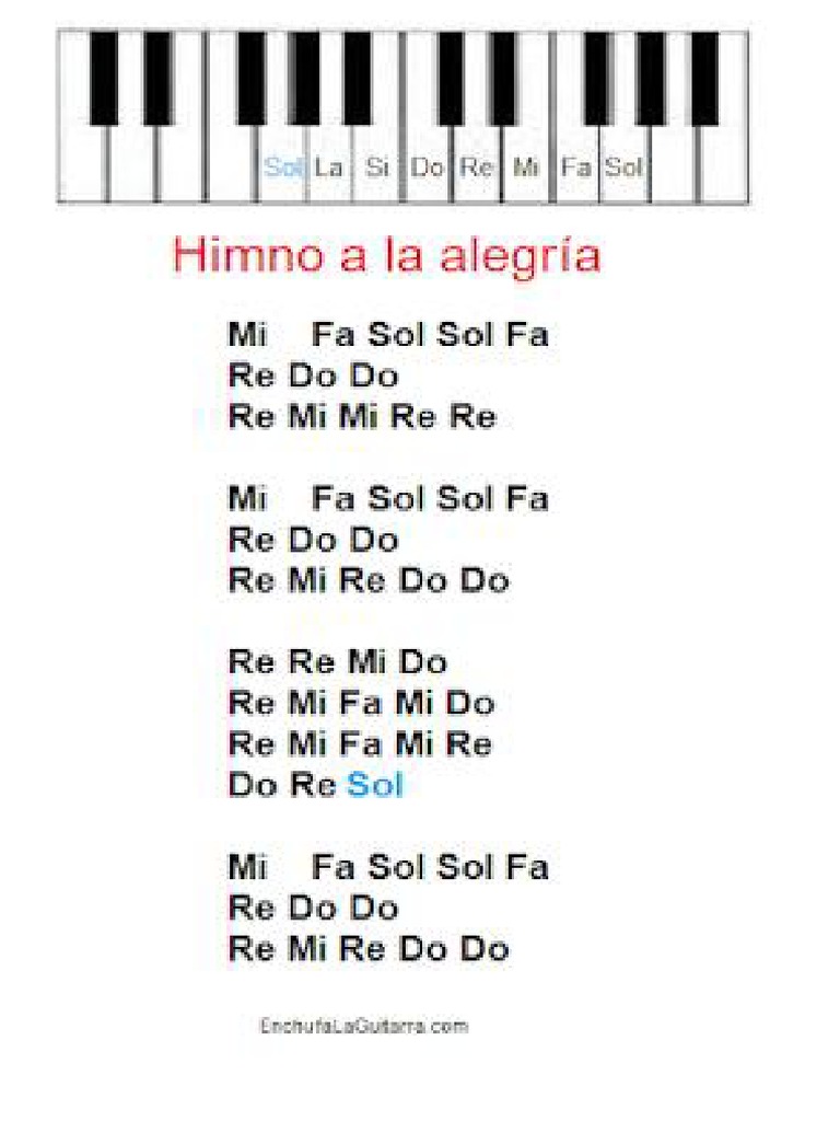Himno A La Alegria Piano Notas Novena Sinfonia Beethoven | PDF