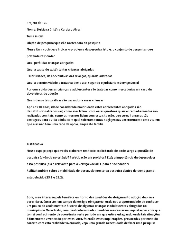 Projeto de TCC | PDF